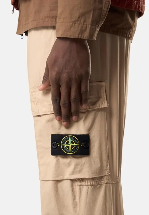 Stone Island Logo Patch Tapered Leg Trousers - Desert