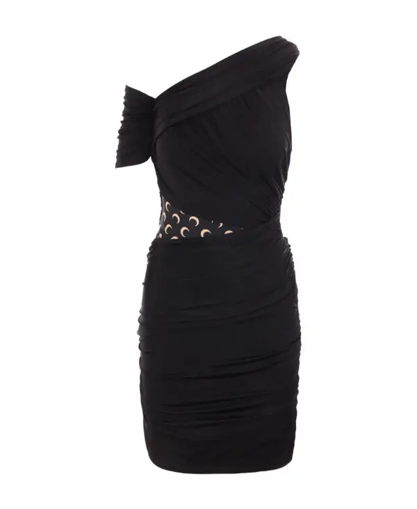 MARINE SERRE Crescent Detail One-shoulder Dress