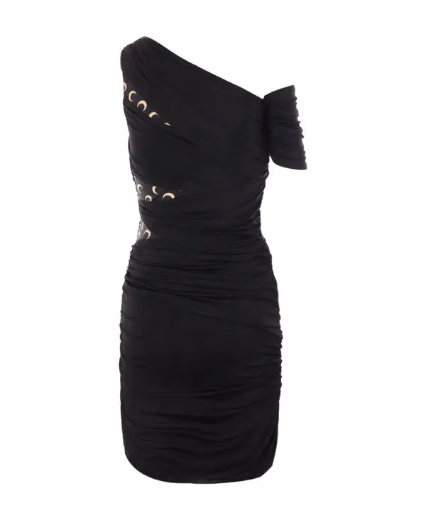 MARINE SERRE Crescent Detail One-shoulder Dress