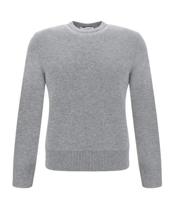 Thom Browne V-neck Knitted Cardigan With Rwb Stripes - Light Gray