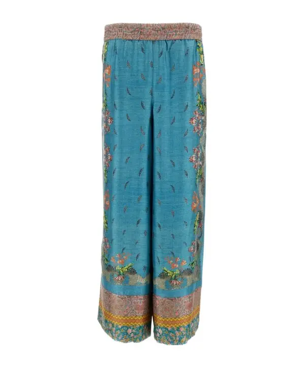 PIERRE-LOUIS MASCIA Printed Wide Leg Trousers - Blue