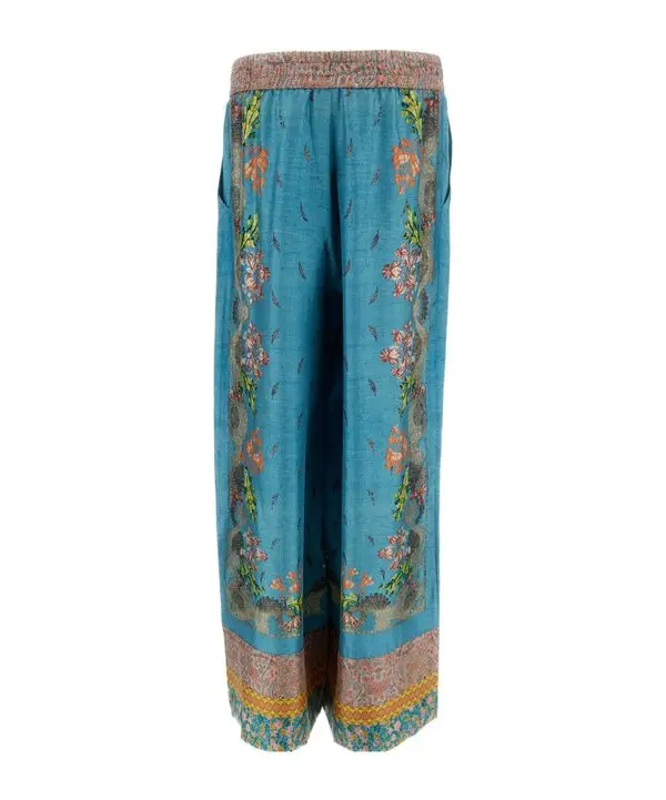 PIERRE-LOUIS MASCIA Printed Wide Leg Trousers - Blue