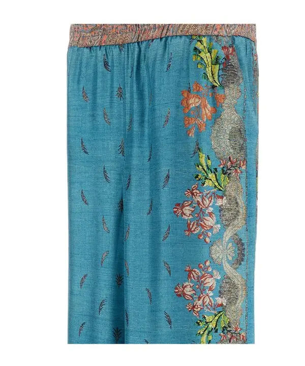 PIERRE-LOUIS MASCIA Printed Wide Leg Trousers - Blue