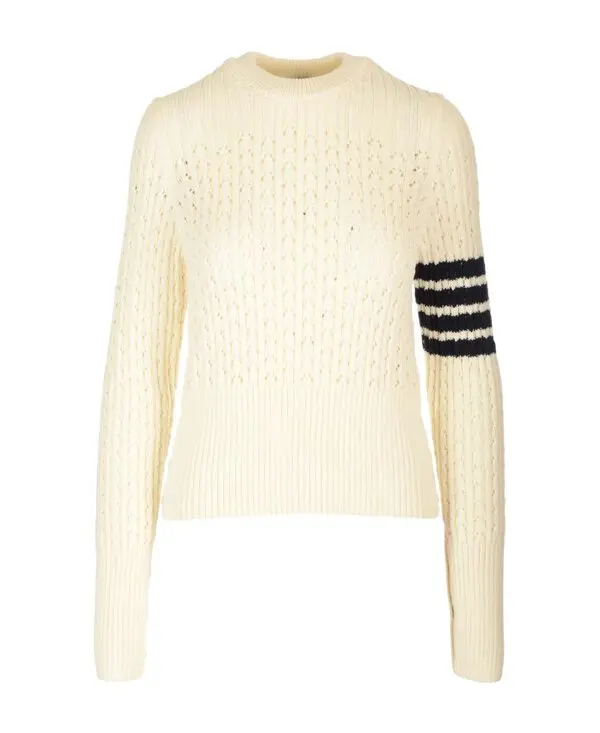 Thom Browne 4-bar Crewneck Jumper - White