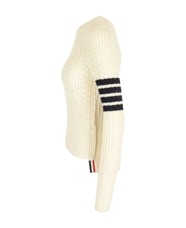 Thom Browne 4-bar Crewneck Jumper - White