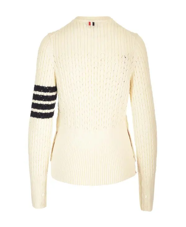 Thom Browne 4-bar Crewneck Jumper - White
