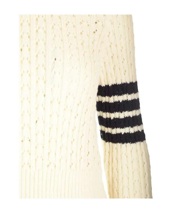Thom Browne 4-bar Crewneck Jumper - White