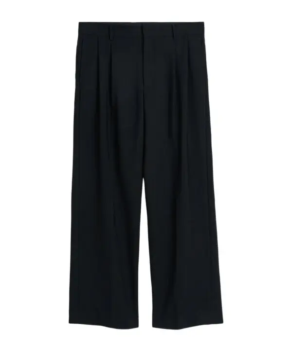 SUNFLOWER Wide Pleated Trousers In Virgin Wool - Black