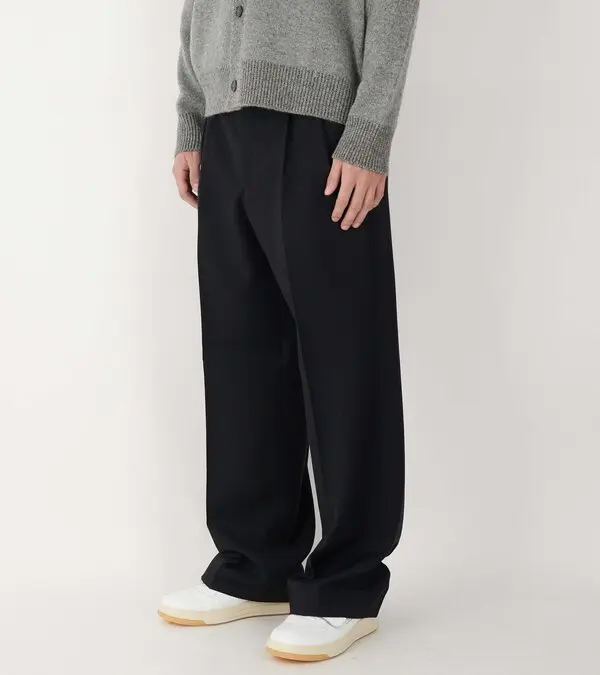 SUNFLOWER Wide Pleated Trousers In Virgin Wool - Black
