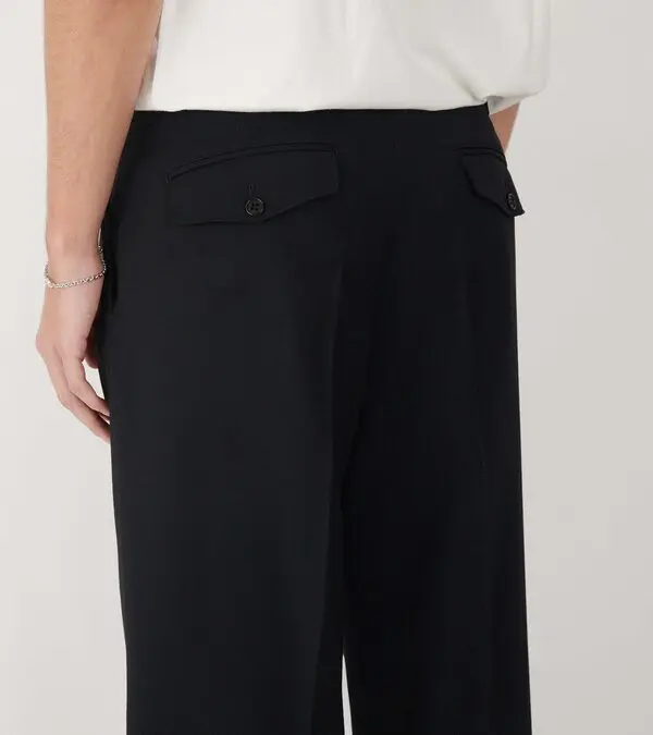 SUNFLOWER Wide Pleated Trousers In Virgin Wool - Black