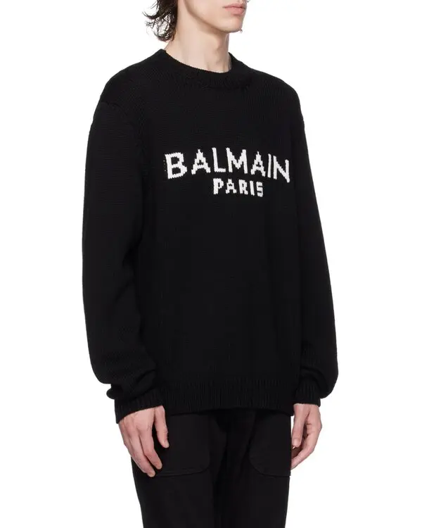 Balmain Logo Intarsia Knit Crewneck Jumper