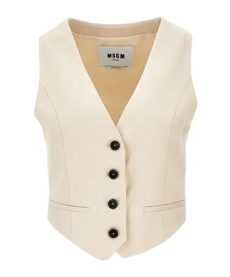 MSGM Buttoned V-neck Waistcoat - Nude