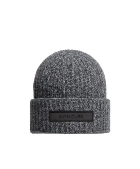 Moncler Logo Patch Beanie - Dark Grey
