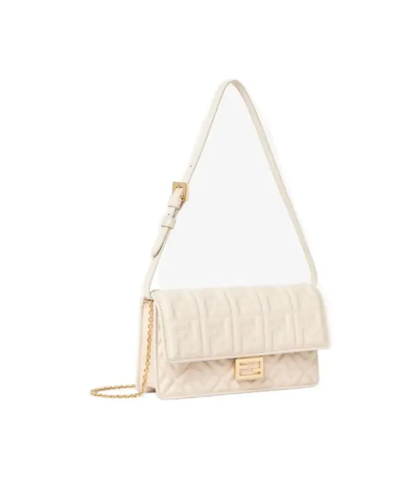 Fendi Camelia Nappa Leather Wallet With Ff Motif - White