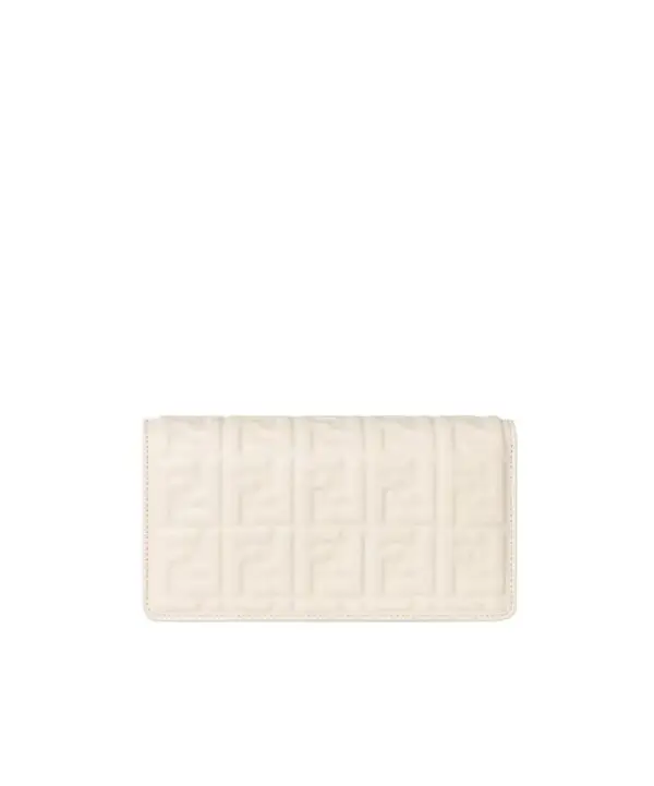 Fendi Camelia Nappa Leather Wallet With Ff Motif - White