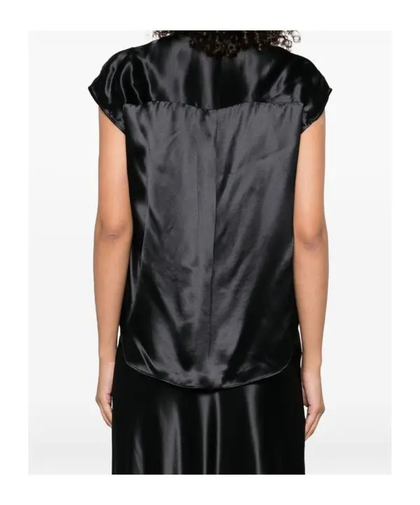 Alberta Ferretti Draped Satin Cap Sleeve Top