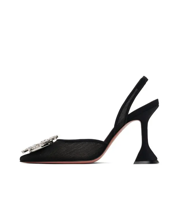 Amina Muaddi Begum Mesh Sling 95 Heels - Black