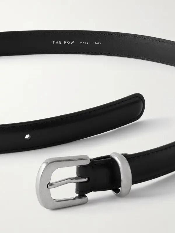 THE ROW Leather Belt With Silver Hardware