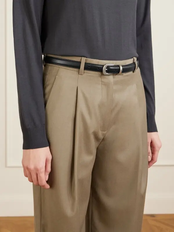 THE ROW Leather Belt With Silver Hardware