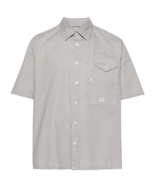 C.P. COMPANY Logo-embroidered Cotton Shirt - Gray