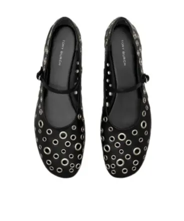 Tory Burch Eyelet Buckled Mary Jane Ballet Flats