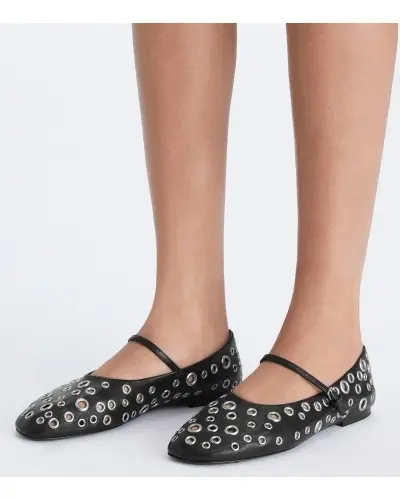 Tory Burch Eyelet Buckled Mary Jane Ballet Flats