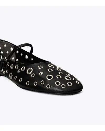 Tory Burch Eyelet Buckled Mary Jane Ballet Flats