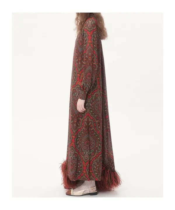 Valentino Garavani Georgette Midi Dress With Feather Scarf