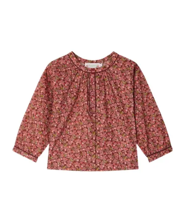 Bonpoint Round Neck Long-sleeved Top With Graphic Print - Pink
