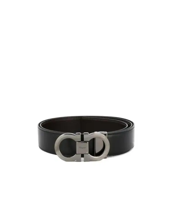 FERRAGAMO Gancini Reversible Leather Belt - Black