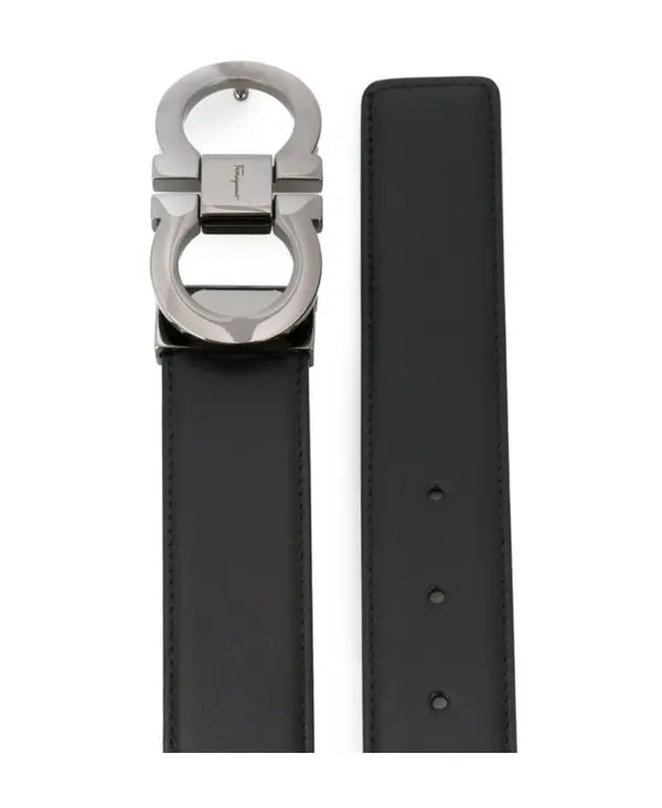 FERRAGAMO Gancini Reversible Leather Belt - Black
