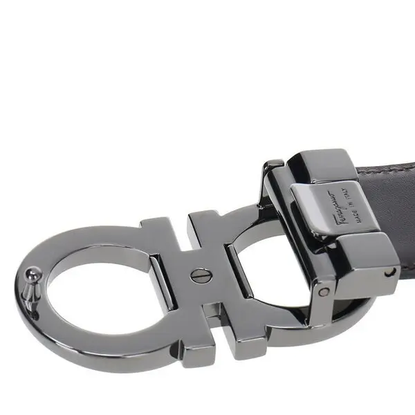 FERRAGAMO Gancini Reversible Leather Belt - Black