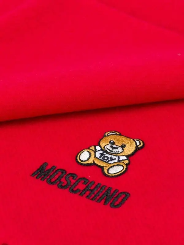Moschino Logo-embroidered Fringed Scarf - Red