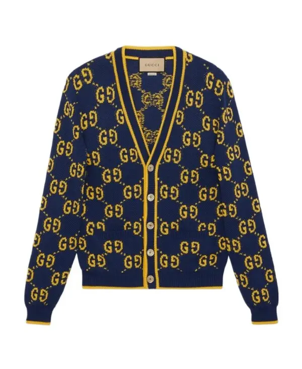 Gucci Gg Piqué-weave Cotton Cardigan - Blue