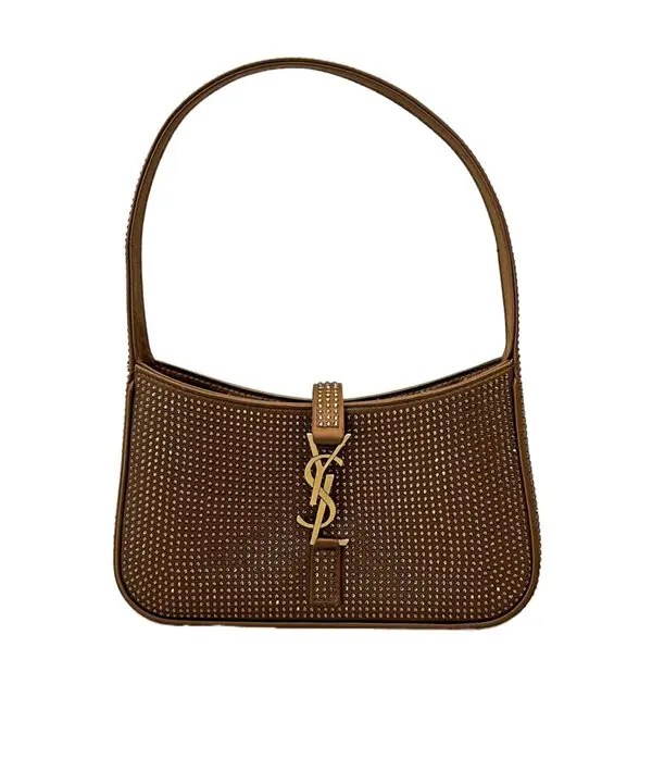 Saint Laurent Le 5 À 7 Crystal-embellished Shoulder Bag - Brown