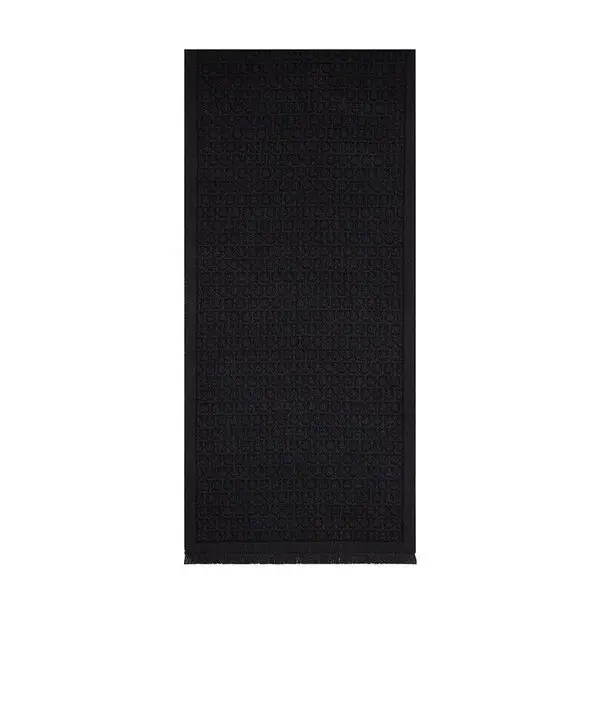 FERRAGAMO Gancini-print Wool Scarf - Black