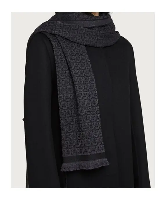 FERRAGAMO Gancini-print Wool Scarf