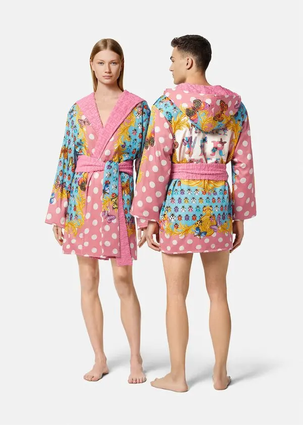 Versace Baroque-printed Belted Bathrobe - Pink