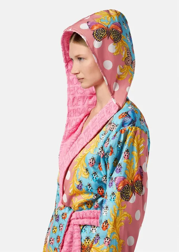 Versace Baroque-printed Belted Bathrobe - Pink