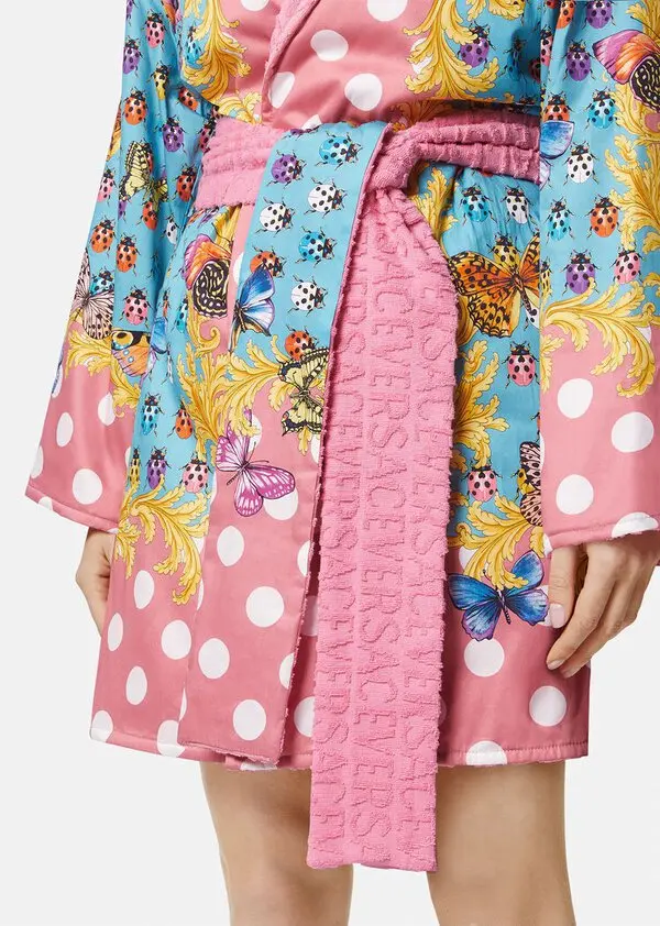 Versace Baroque-printed Belted Bathrobe - Pink