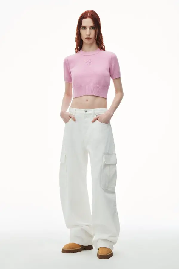 Alexander Wang Cropped Knitted Sweater - Pink