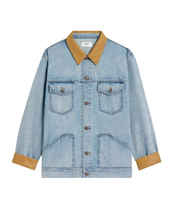 Celine Trucker Jacket In Eclipse Wash Denim - Blue