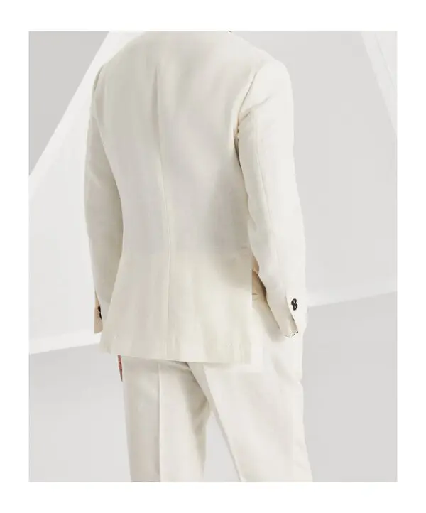 Brunello Cucinelli Textured Striped Diagonal Deconstructed Blazer - White