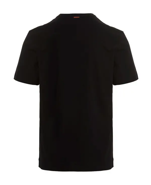 Zegna Logo Embroidered Crewneck T-shirt - Black