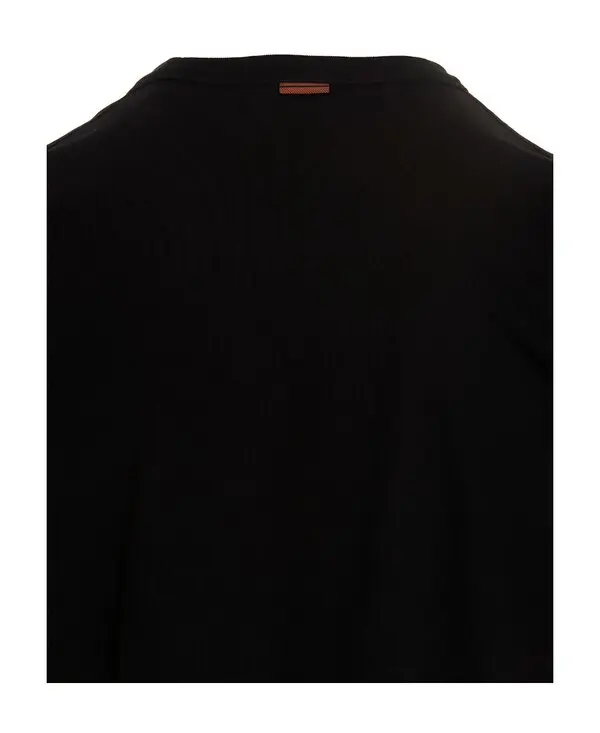 Zegna Logo Embroidered Crewneck T-shirt - Black