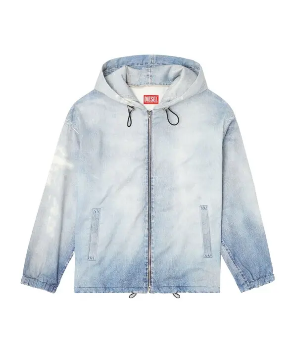 DIESEL® D-wynny Hooded Zip-up Denim Jacket - Light Blue