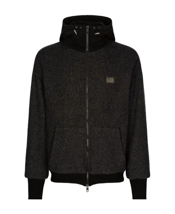 Dolce & Gabbana Logo Plaque Zip-up Hooded Jacket