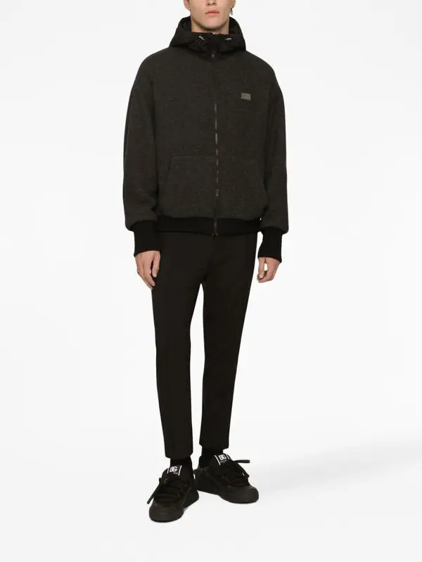 Dolce & Gabbana Logo Plaque Zip-up Hooded Jacket