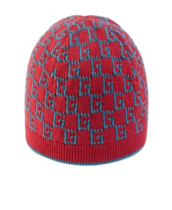Gucci Square G Cotton Beanie - Red