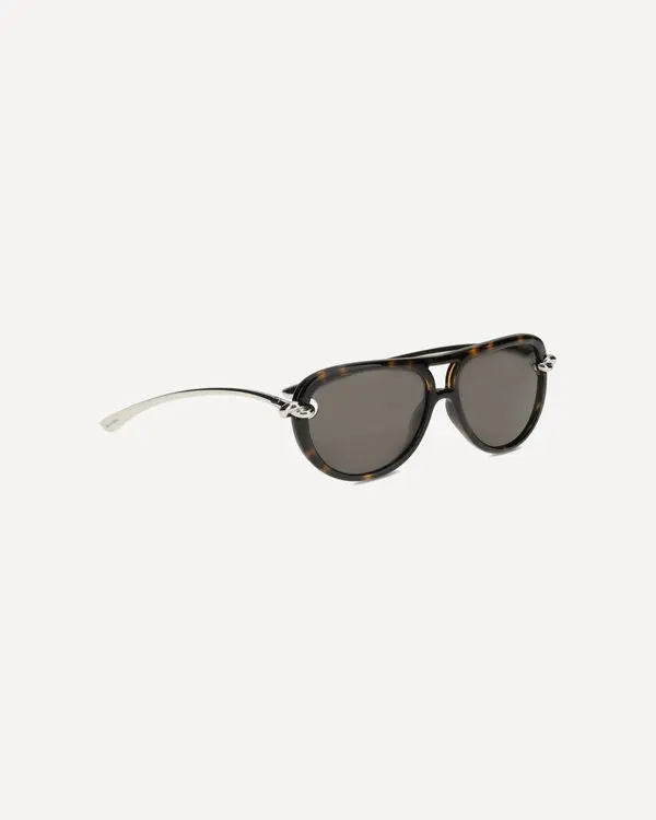 Bottega Veneta Knot Aviator Sunglasses - Gray